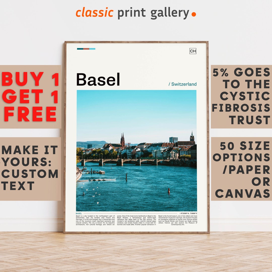 Basel Print, Basel Wall Art, Basel Color Poster With Text, Personalized ...
