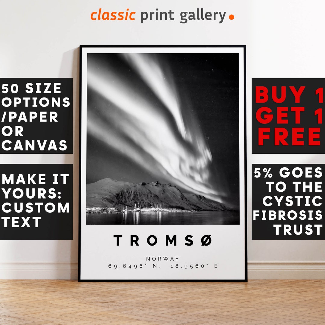 Tromso Poster Black and White Print, Tromso Wall Art, Tromso Travel ...