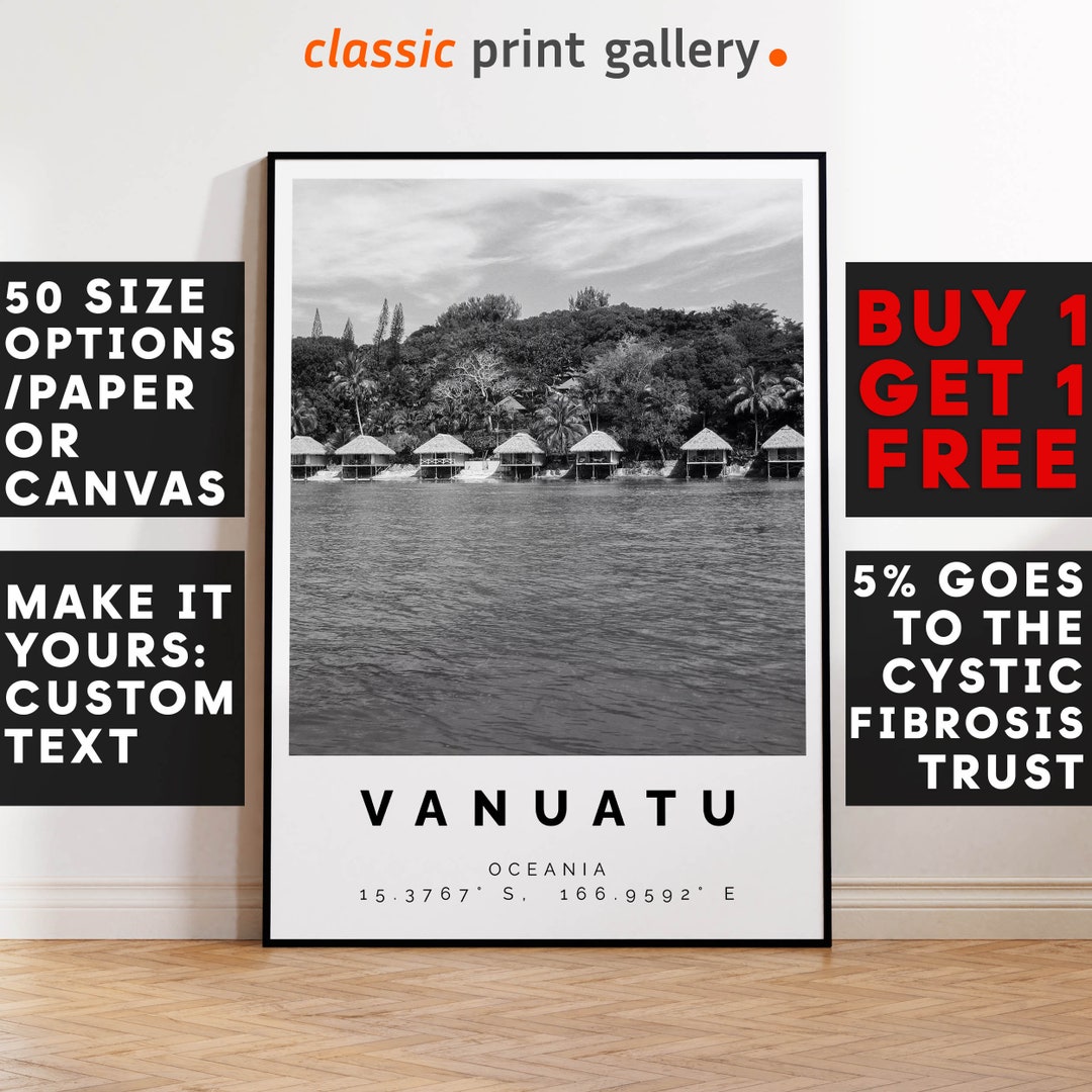 Vanuatu Poster Black and White Print, Vanuatu Wall Art, Vanuatu Travel ...