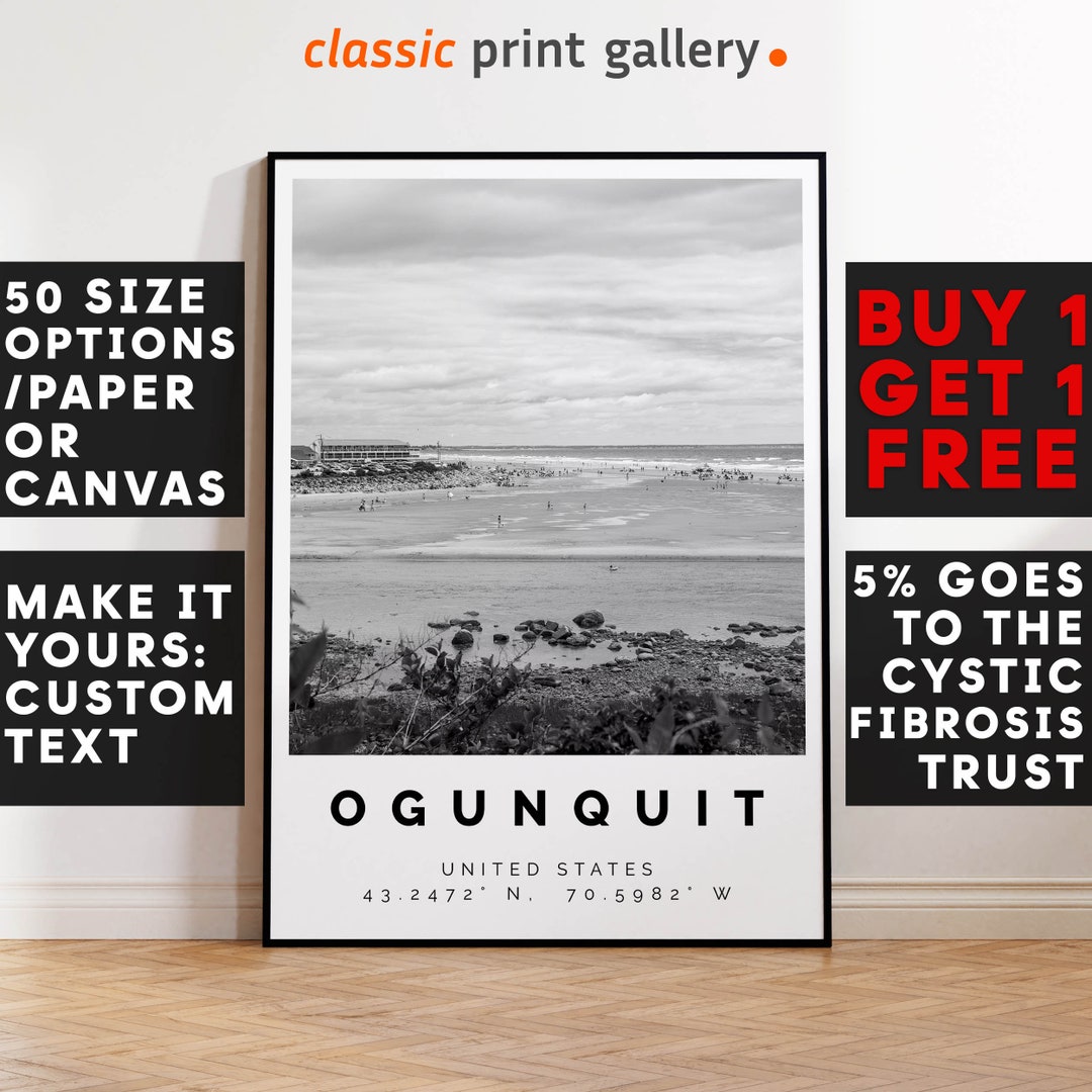Ogunquit Poster Black and White Print, Ogunquit Wall Art, Ogunquit ...