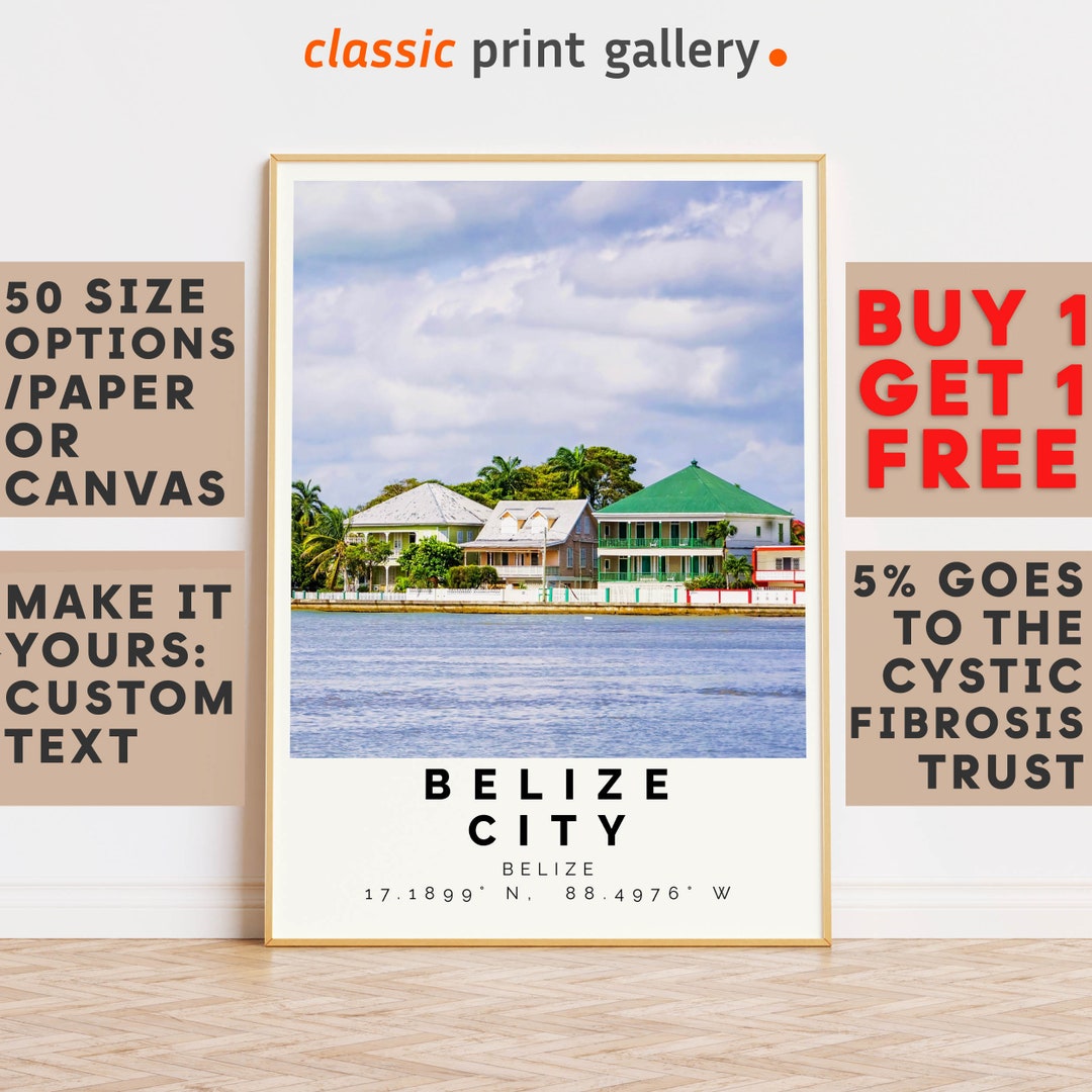 Belize City Poster Colorful Print, Belize City Wall Art, Belize City ...
