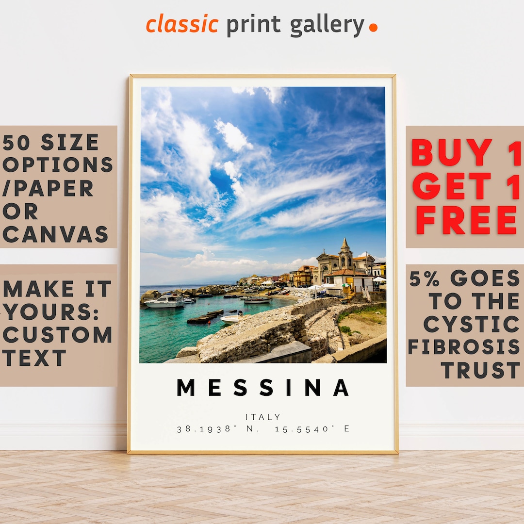Messina Poster Colorful Print, Messina Wall Art, Messina Photo Decor ...