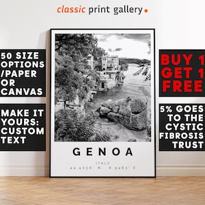 Genoa Poster Black and White Print, Genoa Wall Art, Genoa Travel Poster ...