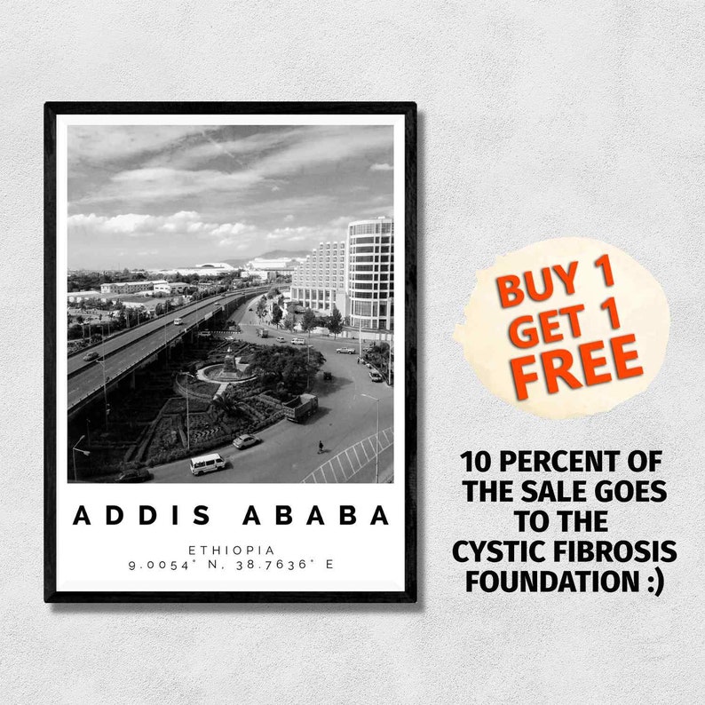 Addis Ababa Poster Black and White Print Addis Ababa Wall - Etsy