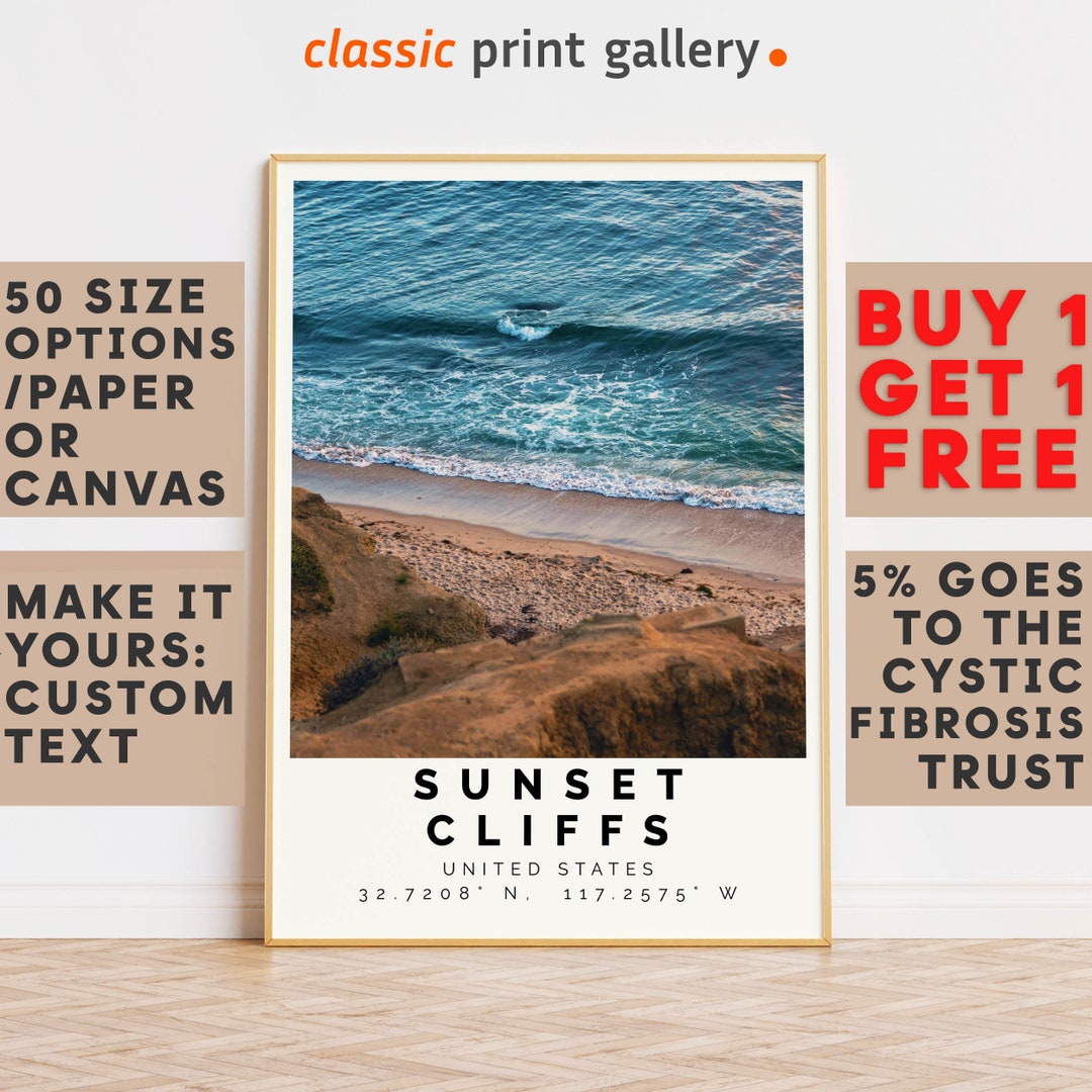 Sunset Cliffs Poster Colorful Print, Sunset Cliffs Wall Art, Sunset ...