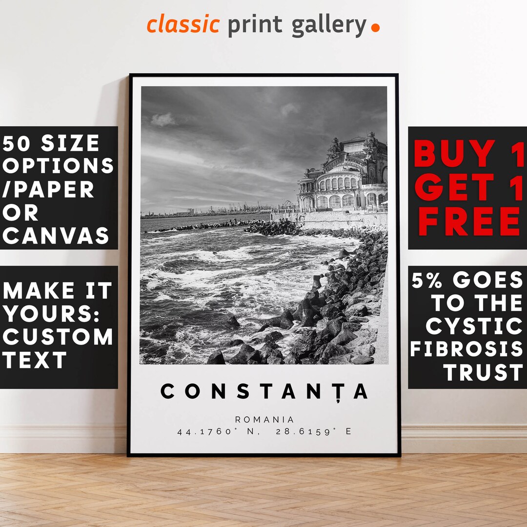 Constanta Poster Black and White Print, Constanta Wall Art, Constanta Travel Poster, Constanta ...