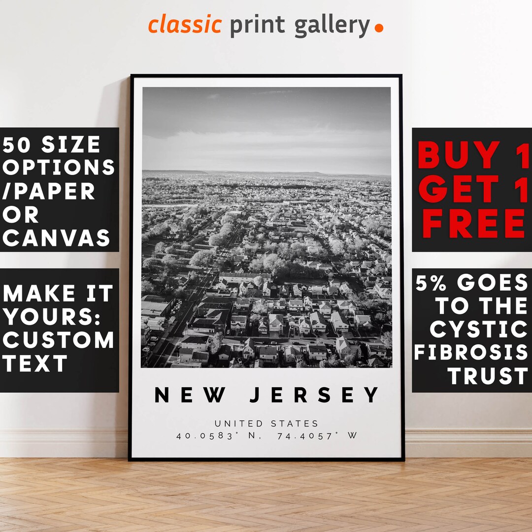 New Jersey Poster Print,new Jersey Wall Art, Housewarming Gift ...