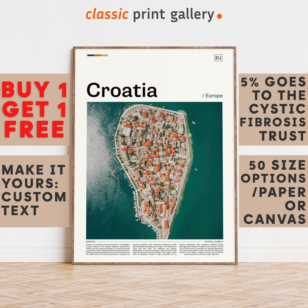 Croatia Print, Croatia Wall Art, Croatia Color Poster With Text ...