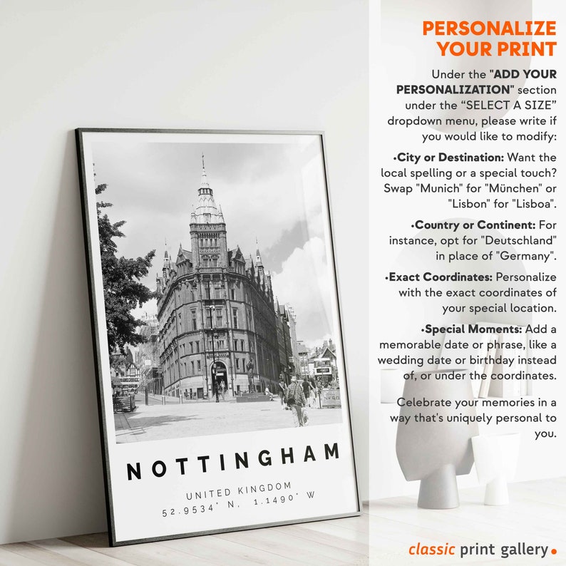 Nottingham Poster Print,nottingham Wall Art, Housewarming Gift ...