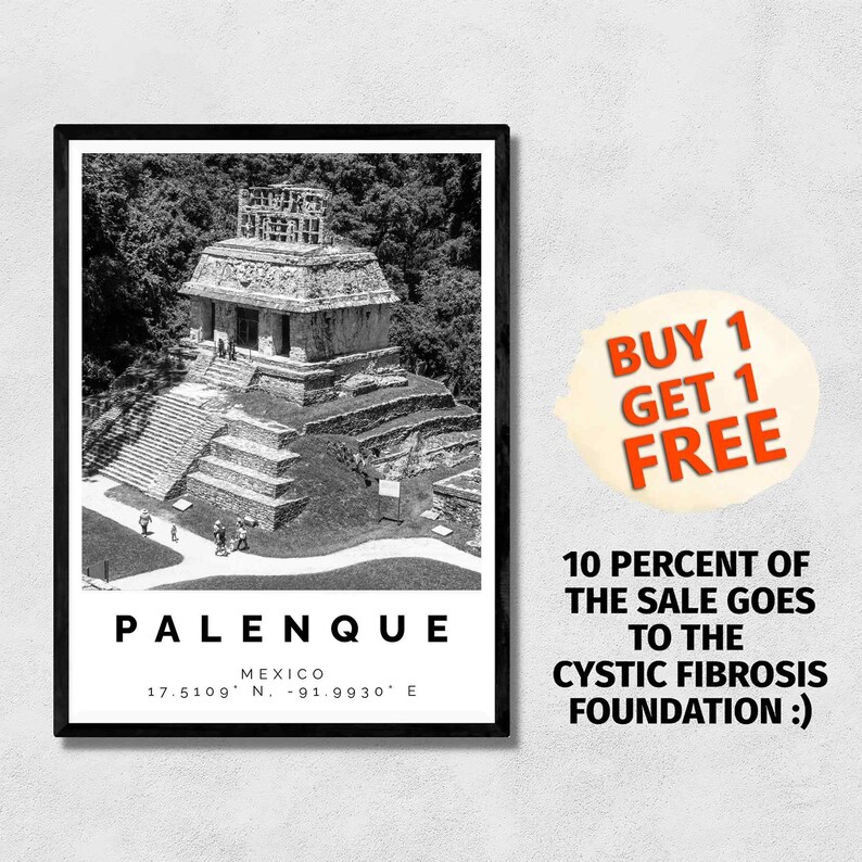 Palenque Poster Black and White Print Palenque Wall Art - Etsy
