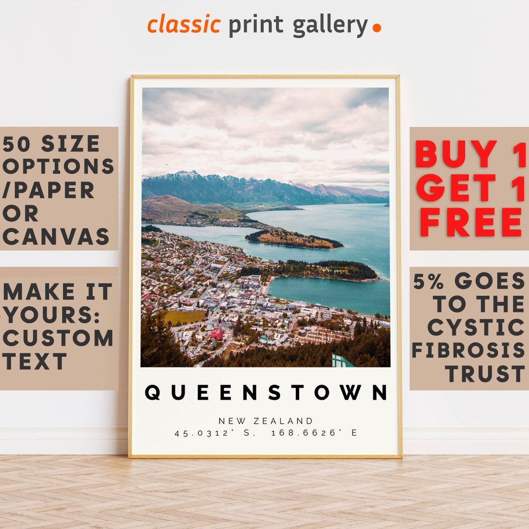 Queenstown Poster Colorful Print, Queenstown Wall Art, Queenstown Photo ...