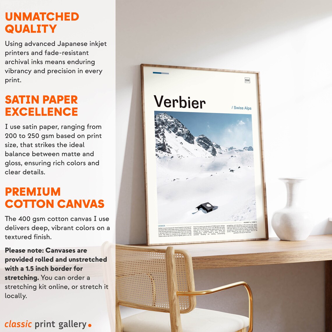 Verbier Print, Verbier Wall Art, Verbier Color Poster With Text ...