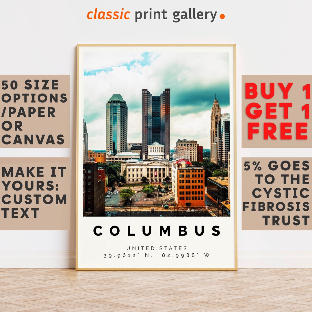 Columbus Poster Colorful Print, Columbus Wall Art, Columbus Photo Decor ...