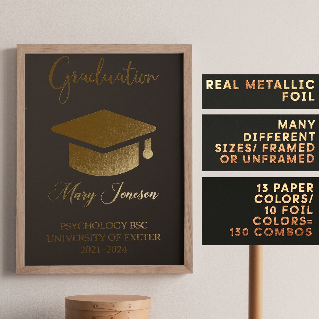 Custom Graduation Gold Foil Print | graduation Gift for Friend | framed ...