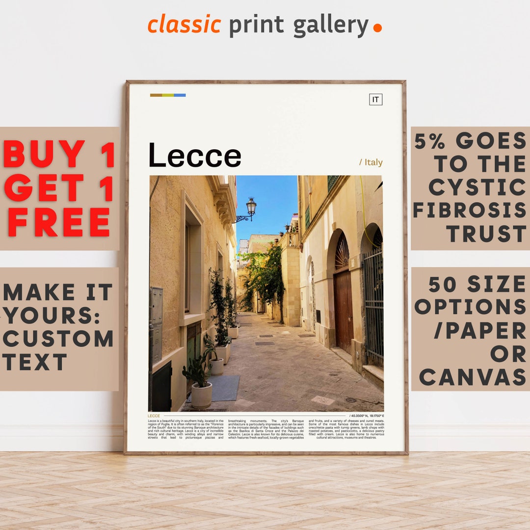 Lecce Print, Lecce Wall Art, Lecce Color Poster With Text, Personalized ...
