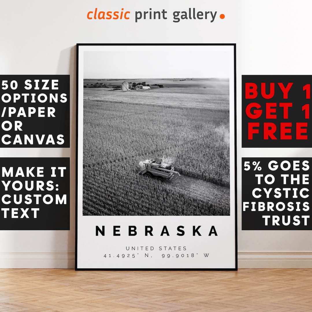 Nebraska Print Black and White Photo, Nebraska Wall Art, Nebraska ...