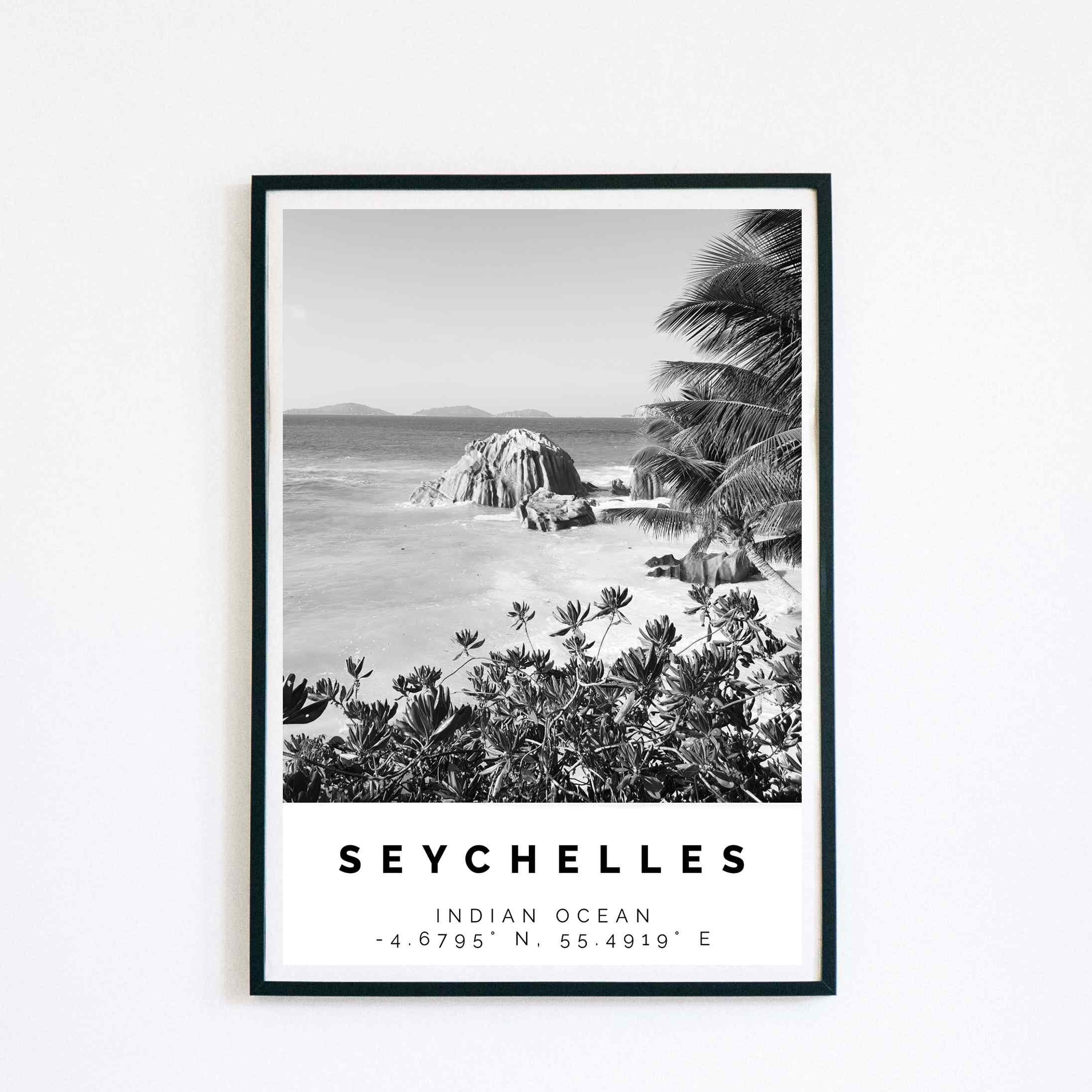 Seychelles Poster Black and White Print Seychelles Wall Art - Etsy