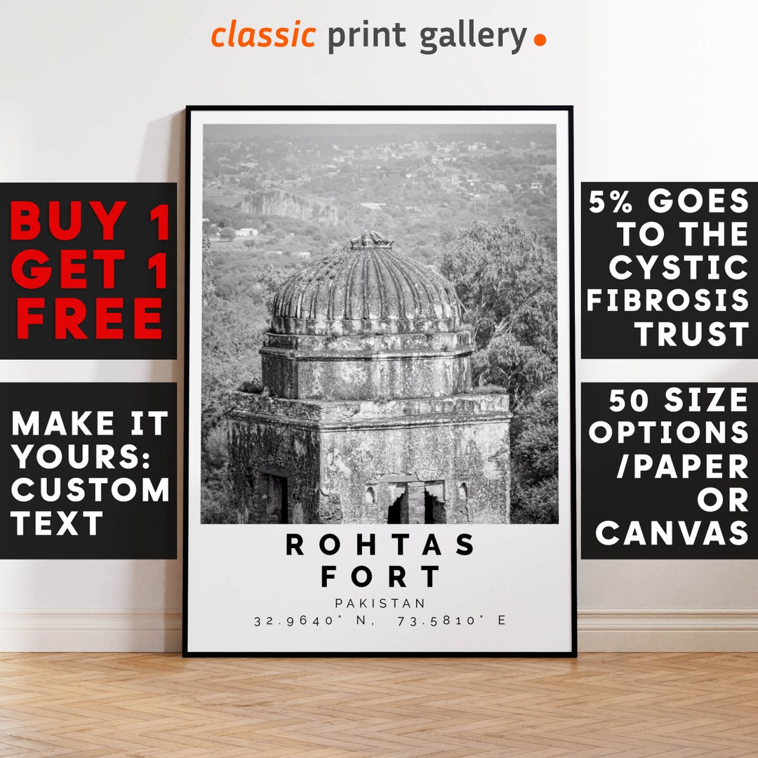 Rohtas Fort Print,Rohtas Fort Wall Art,Rohtas Fort Black and White ...
