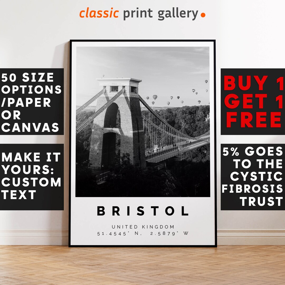Bristol Poster Black and White Print, Bristol Wall Art, Bristol Travel ...