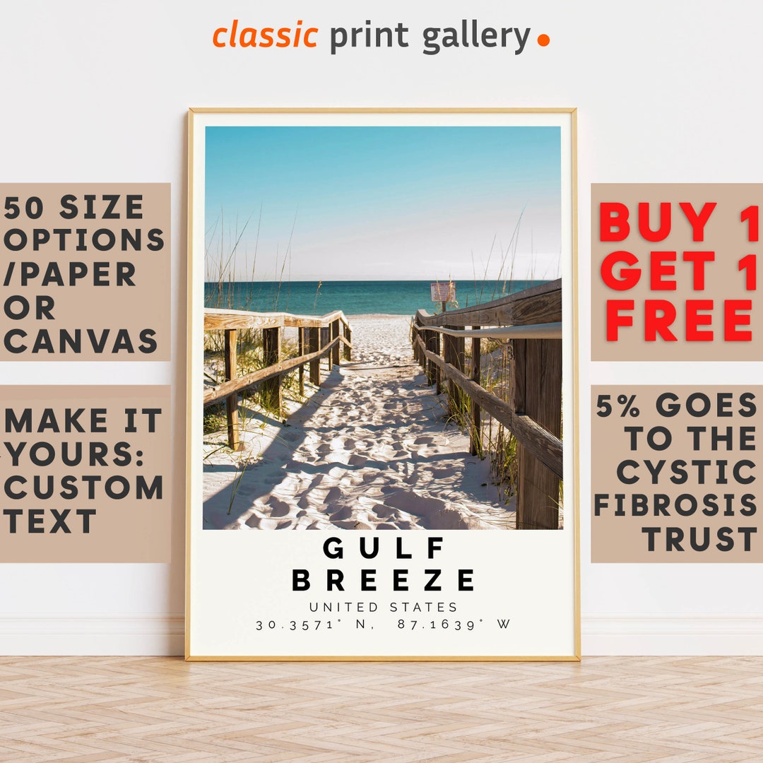 Gulf Breeze Poster Colorful Print, Gulf Breeze Wall Art, Gulf Breeze ...