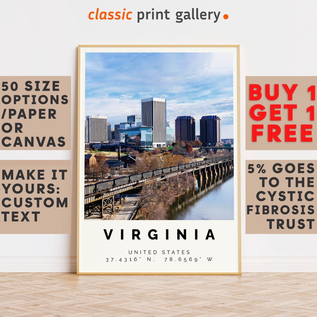 Virginia Poster Colorful Print, Virginia Wall Art, Virginia Photo Decor ...