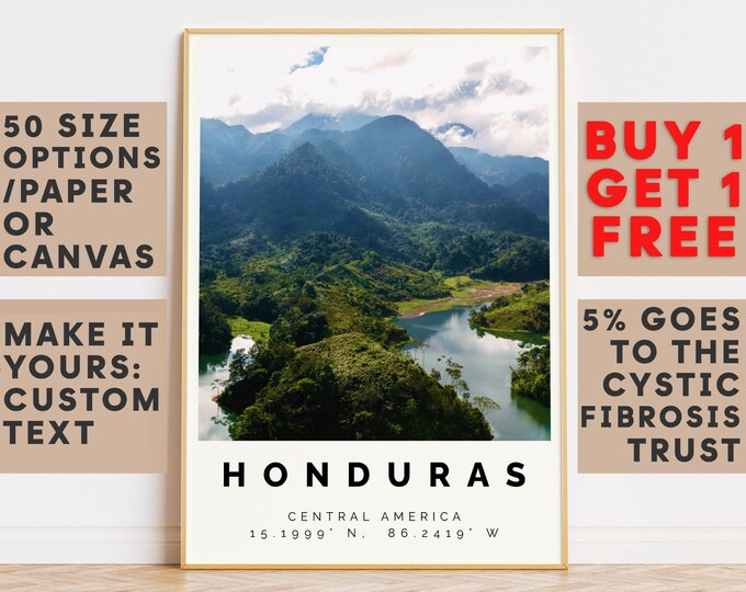 Honduras Poster Colorful Print, Honduras Wall Art, Honduras Photo Decor ...