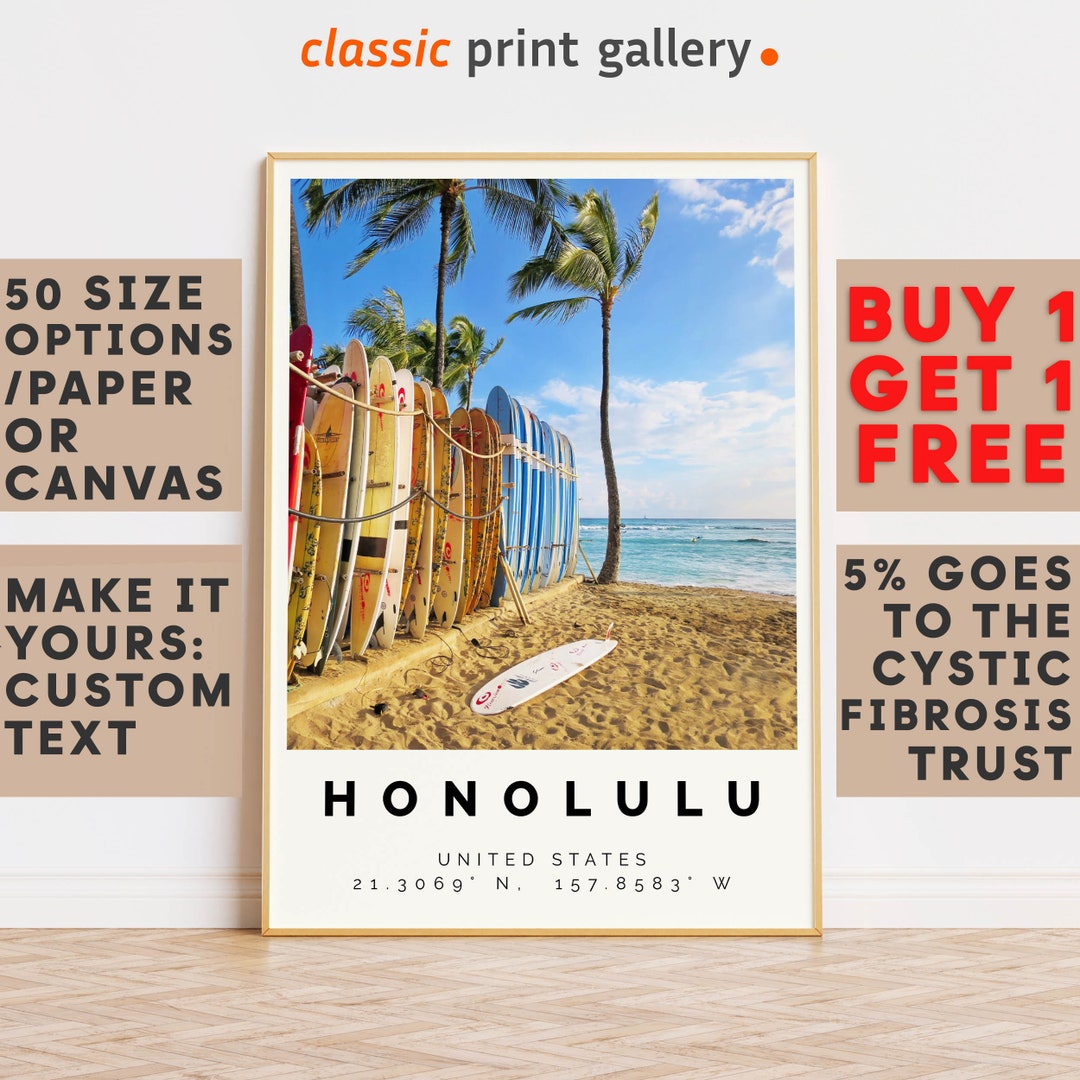 Honolulu Poster Colorful Print, Honolulu Wall Art, Honolulu Photo Decor ...