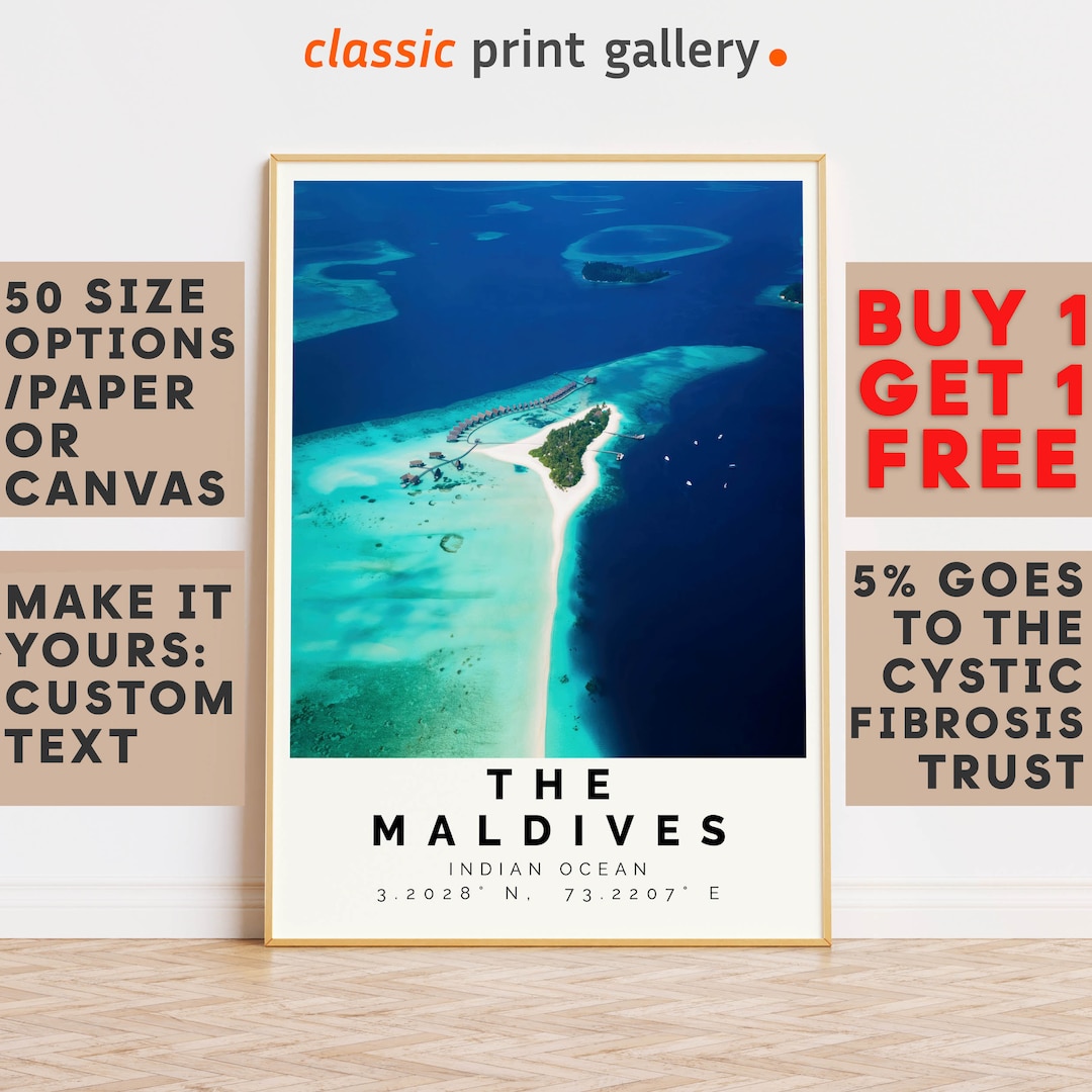 The Maldives Poster Colorful Print, the Maldives Wall Art, the Maldives ...