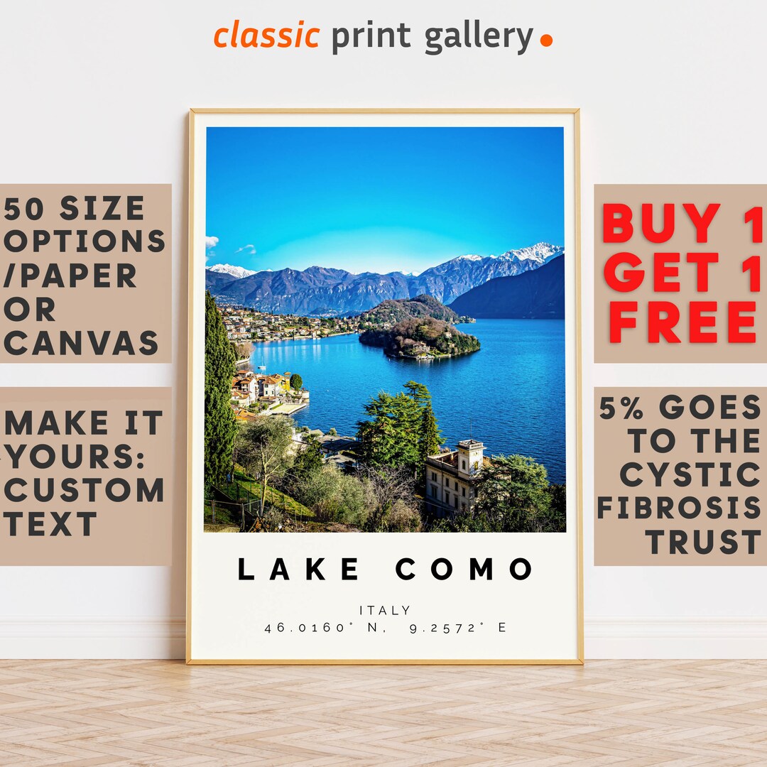Lake Como Poster Colorful Print, Lake Como Wall Art, Lake Como Photo ...