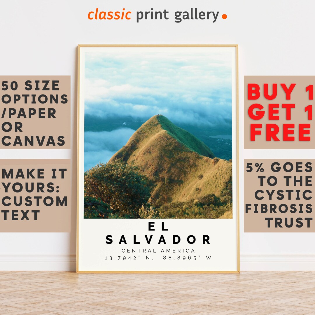 El Salvador Poster Colorful Print, El Salvador Wall Art, El Salvador ...
