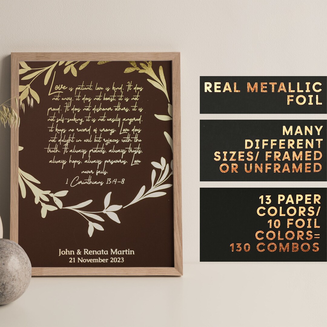 Bible Verse About Love Gold Foil Print | gold Foil | personalized Bible ...