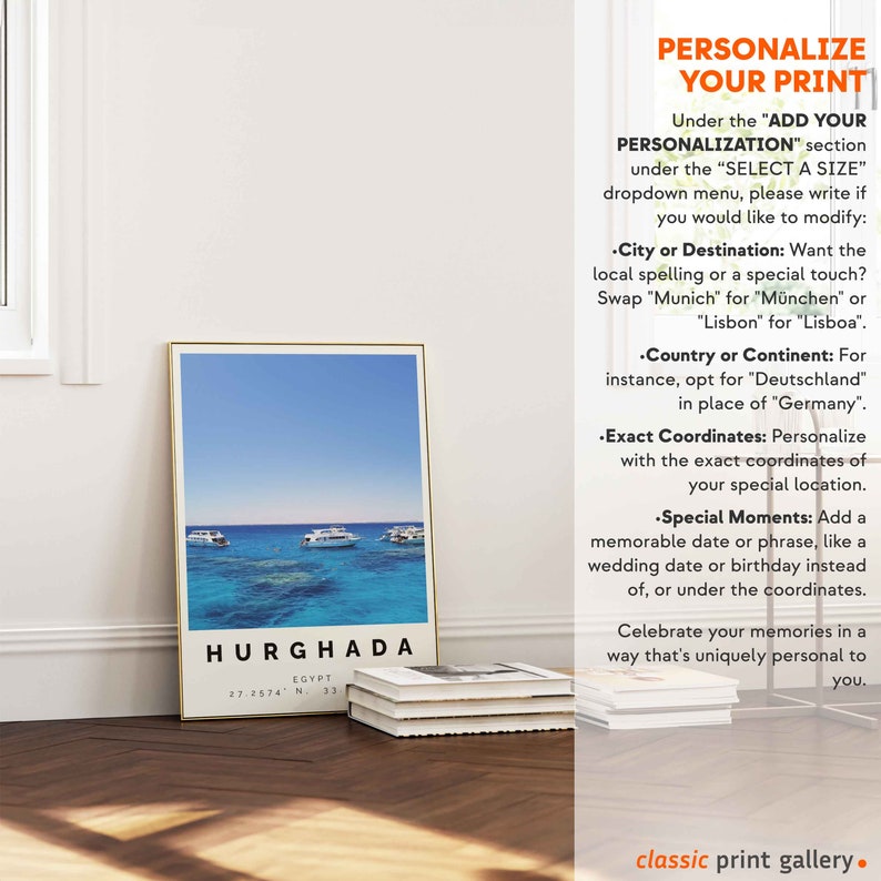 Hurghada Poster Colorful Print, Hurghada Wall Art, Hurghada Photo Decor ...