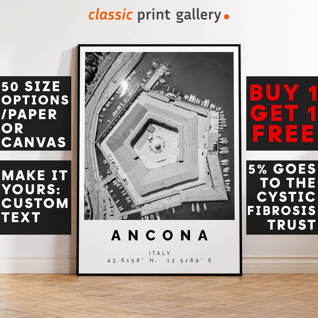 Ancona Poster Black and White Print, Ancona Wall Art, Ancona Travel ...