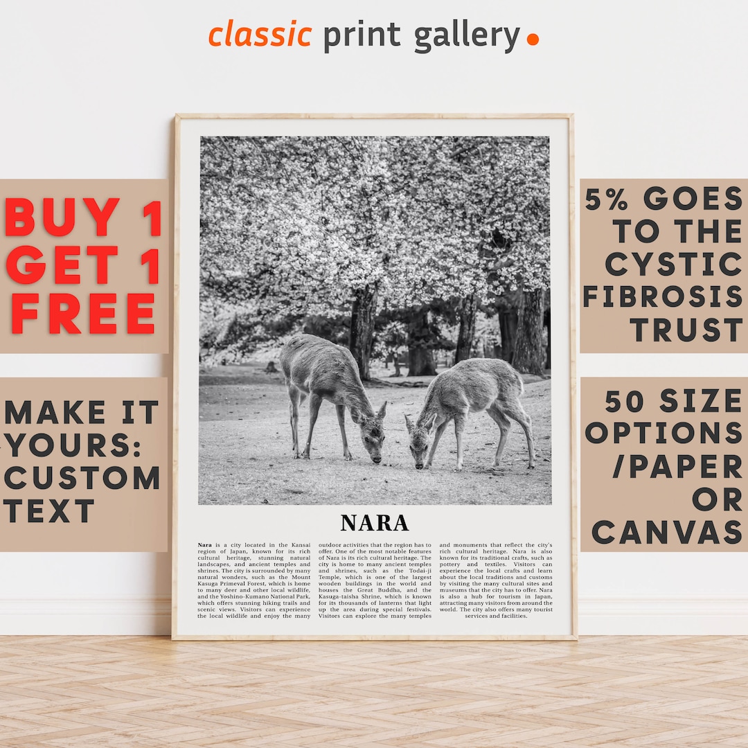 Nara Print, Nara Wall Art, Nara Black and White Poster, Personalized ...
