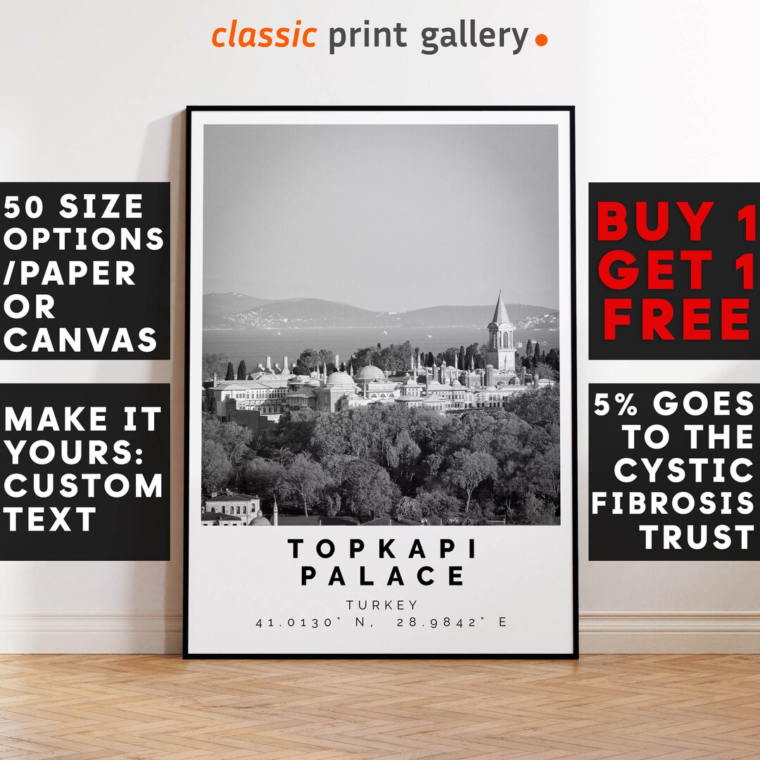 Topkapi Palace Poster Black and White Print, Topkapi Palace Wall Art ...