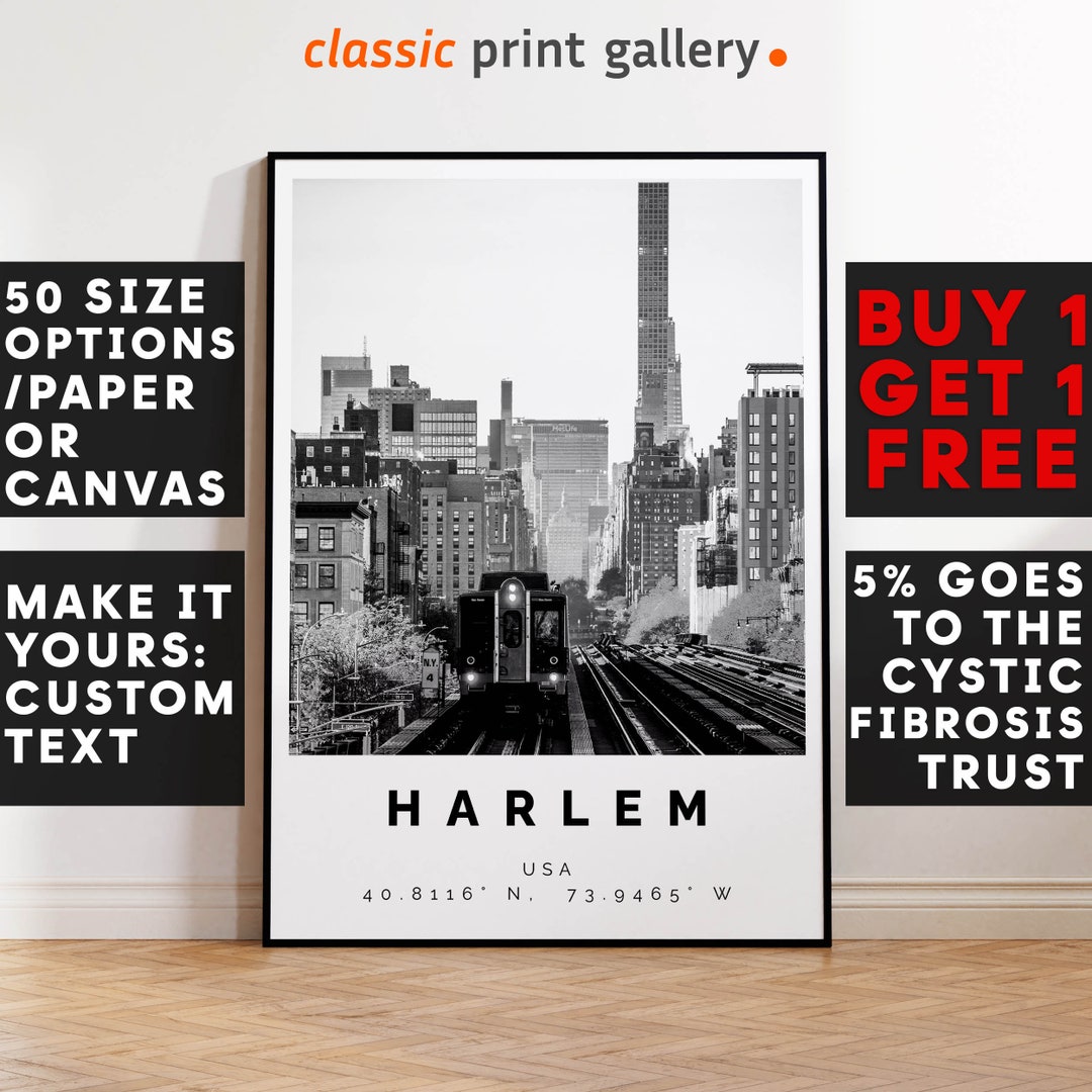 Harlem Poster Black and White Print New York, Harlem Wall Art, Harlem ...
