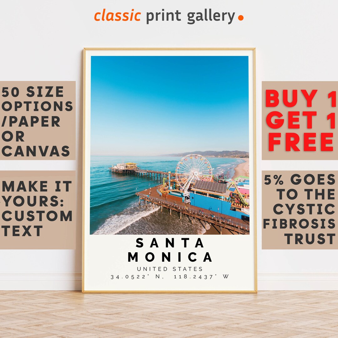 Santa Monica Poster Colorful Print, Santa Monica Wall Art, Santa Monica ...