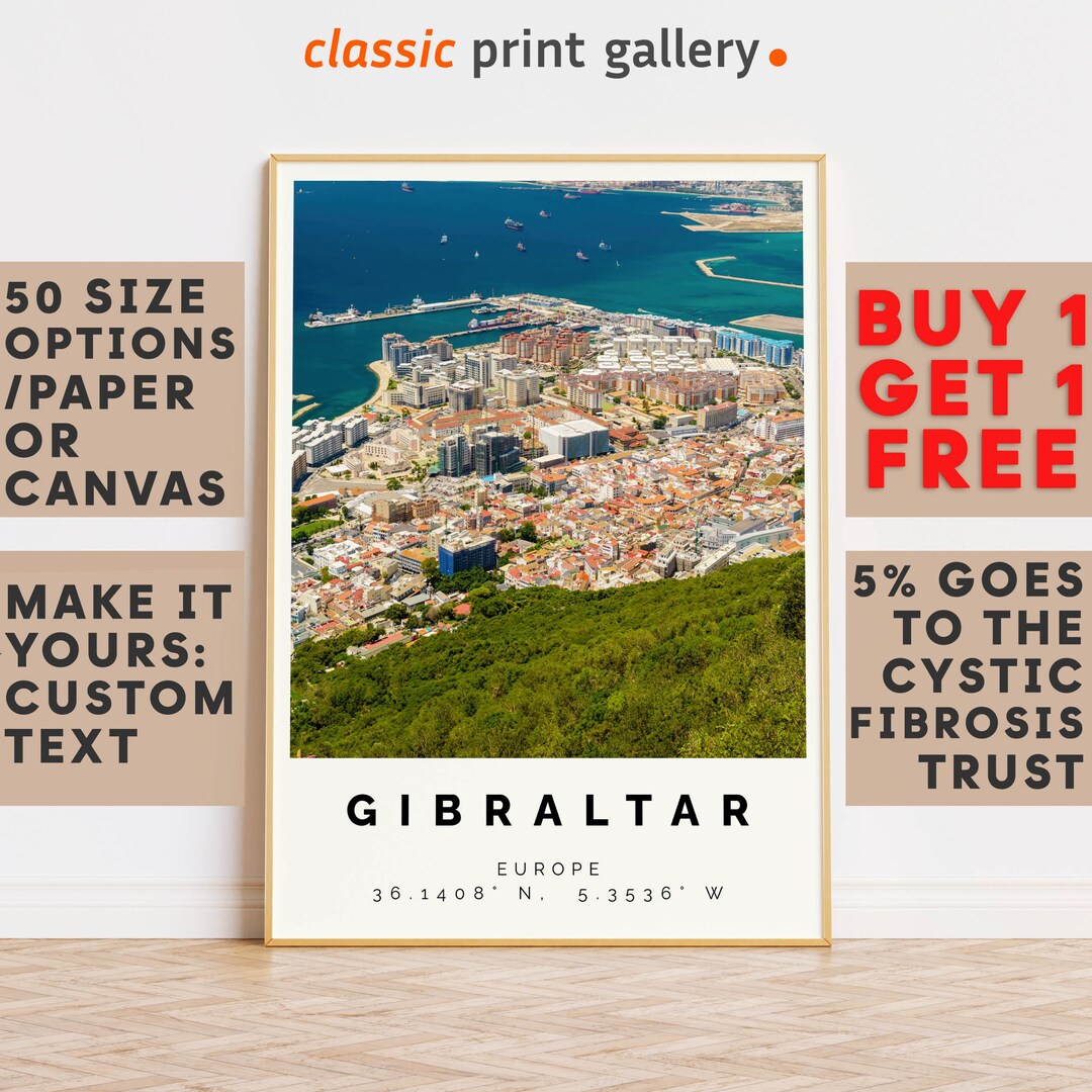 Gibraltar Poster Colorful Print, Gibraltar Wall Art, Gibraltar Photo ...