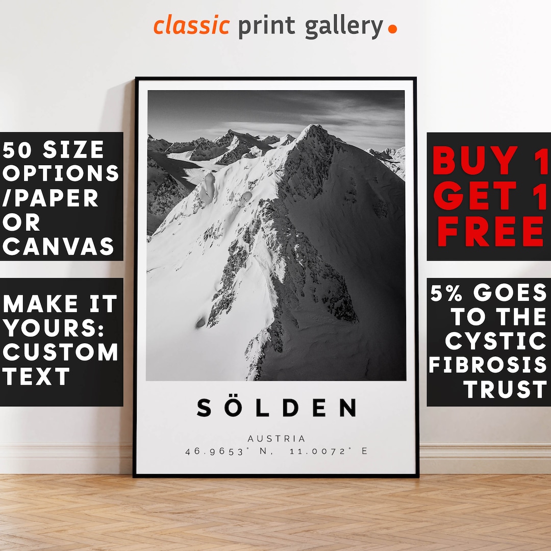 Ski Print, Solden Skiing Poster Print, Winter Sport Gift, Skiing Art ...