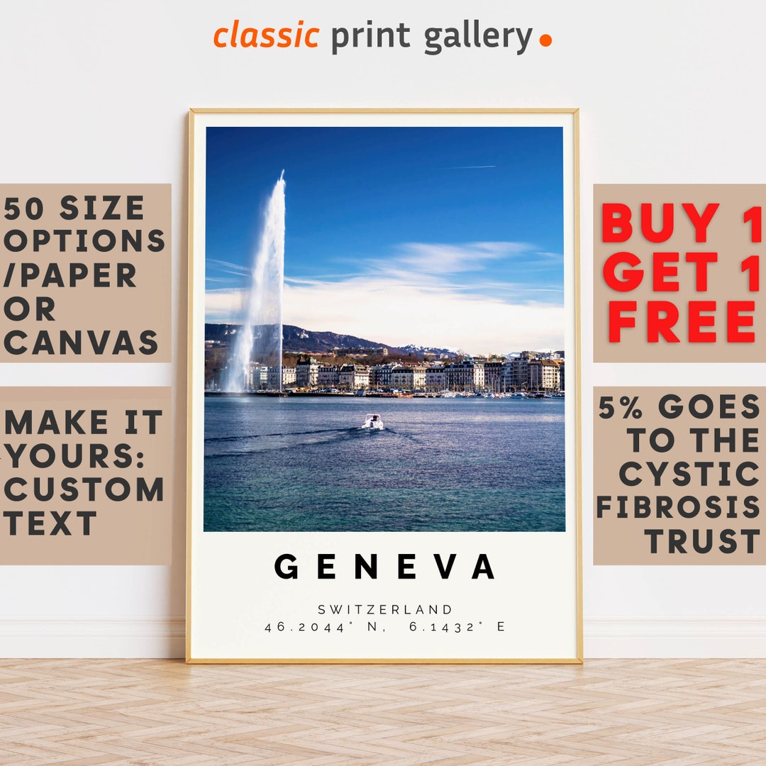 Geneva Poster Colorful Print, Geneva Wall Art, Geneva Photo Decor ...