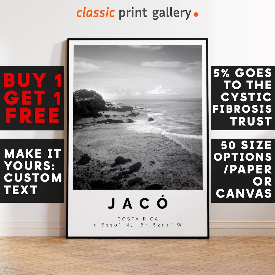 Jacó Print,jacó Wall Art,jacó Black and White Poster,personalized ...