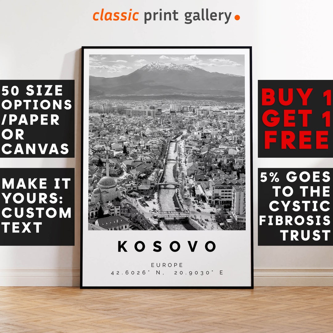 Kosovo Print Black and White Photo, Kosovo Wall Art, Kosovo Travel ...