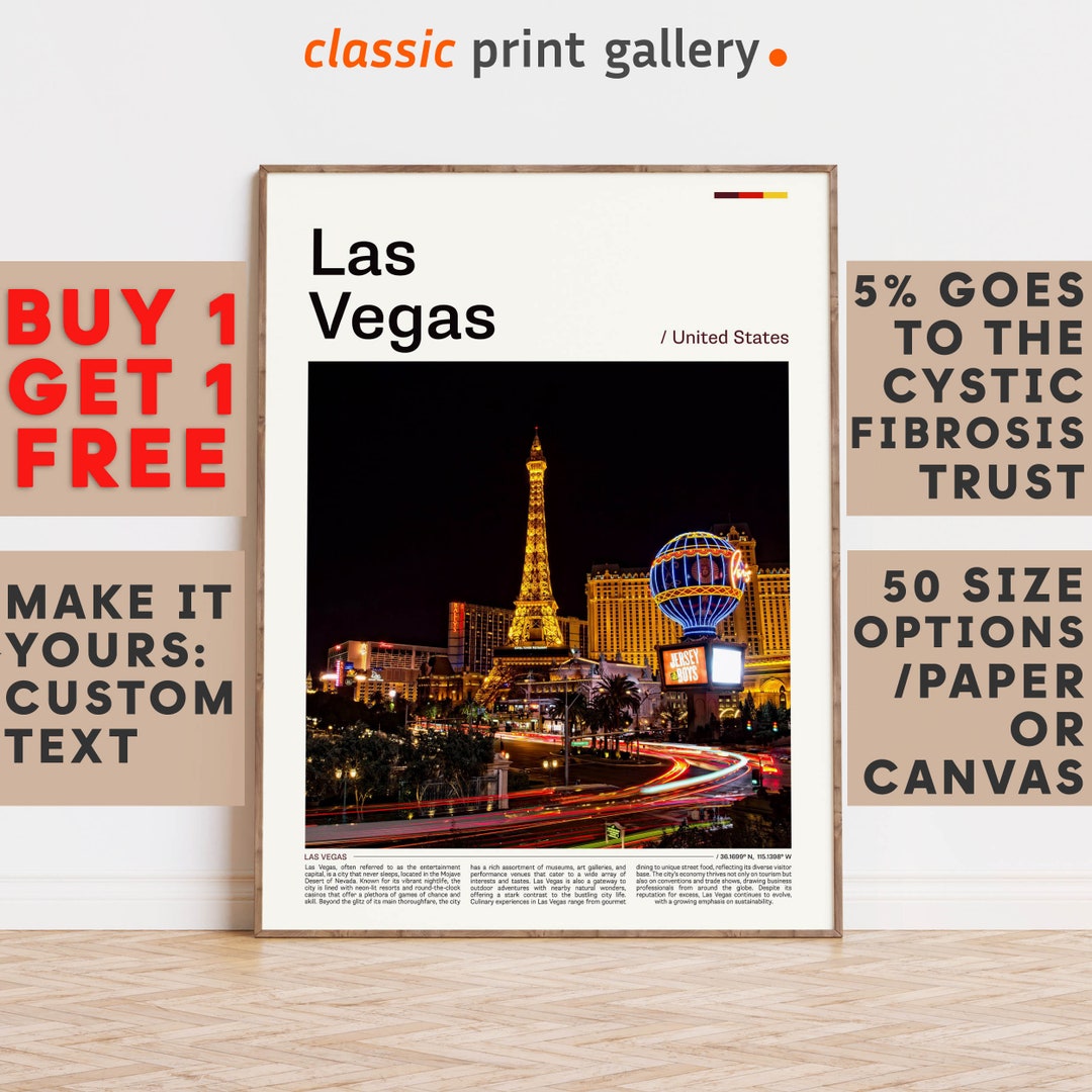 Las Vegas Print, Las Vegas Wall Art, Las Vegas Color Poster With Text ...