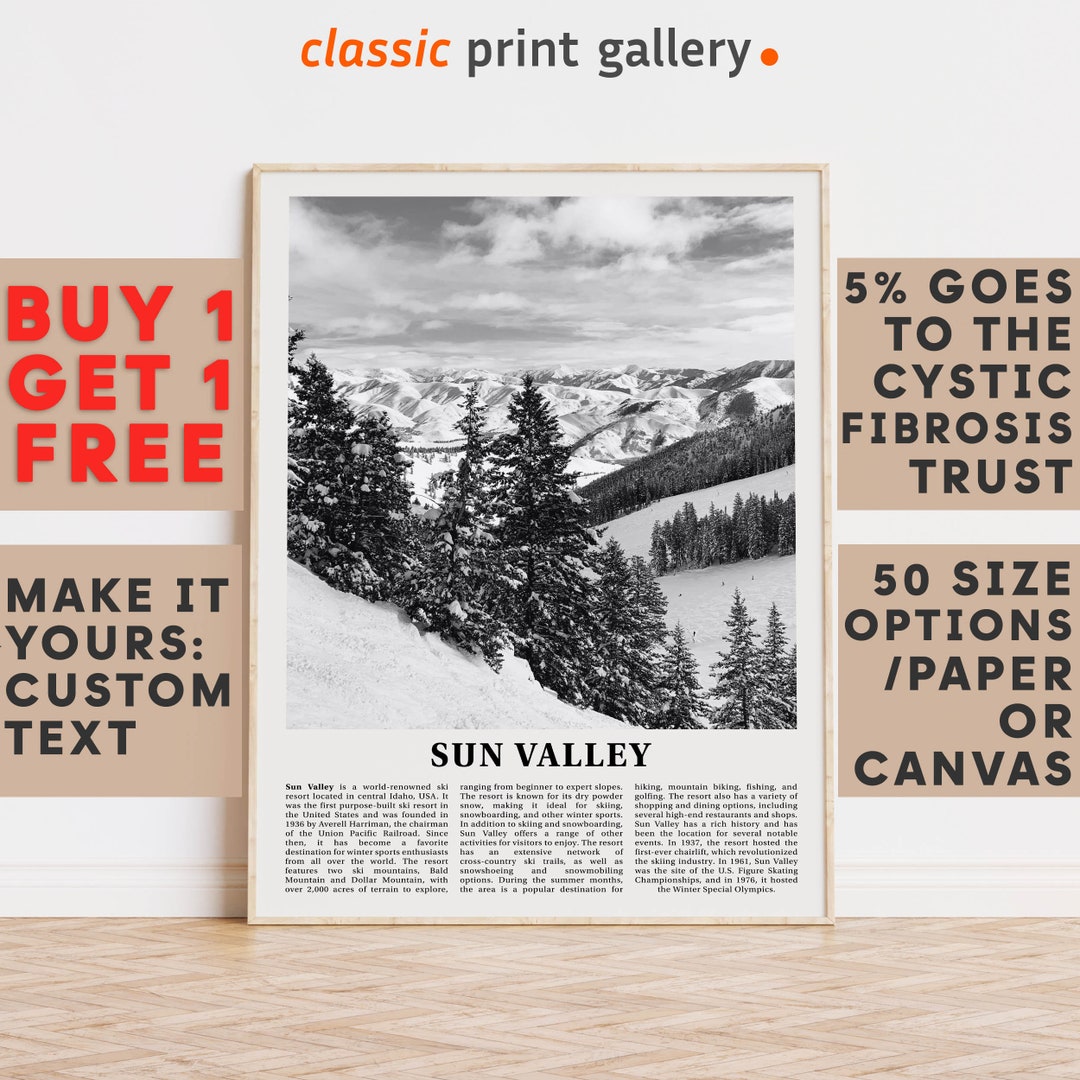 Sun Valley Print, Sun Valley Wall Art, Sun Valley Black and White ...