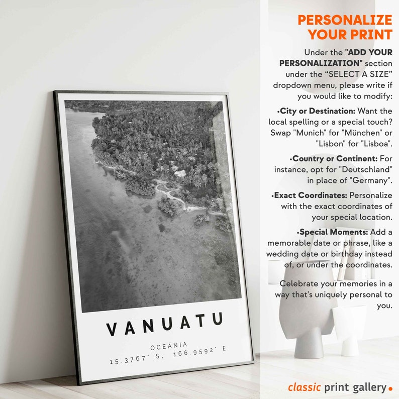 Vanuatu Print Black and White Photo, Vanuatu Wall Art, Vanuatu Travel ...