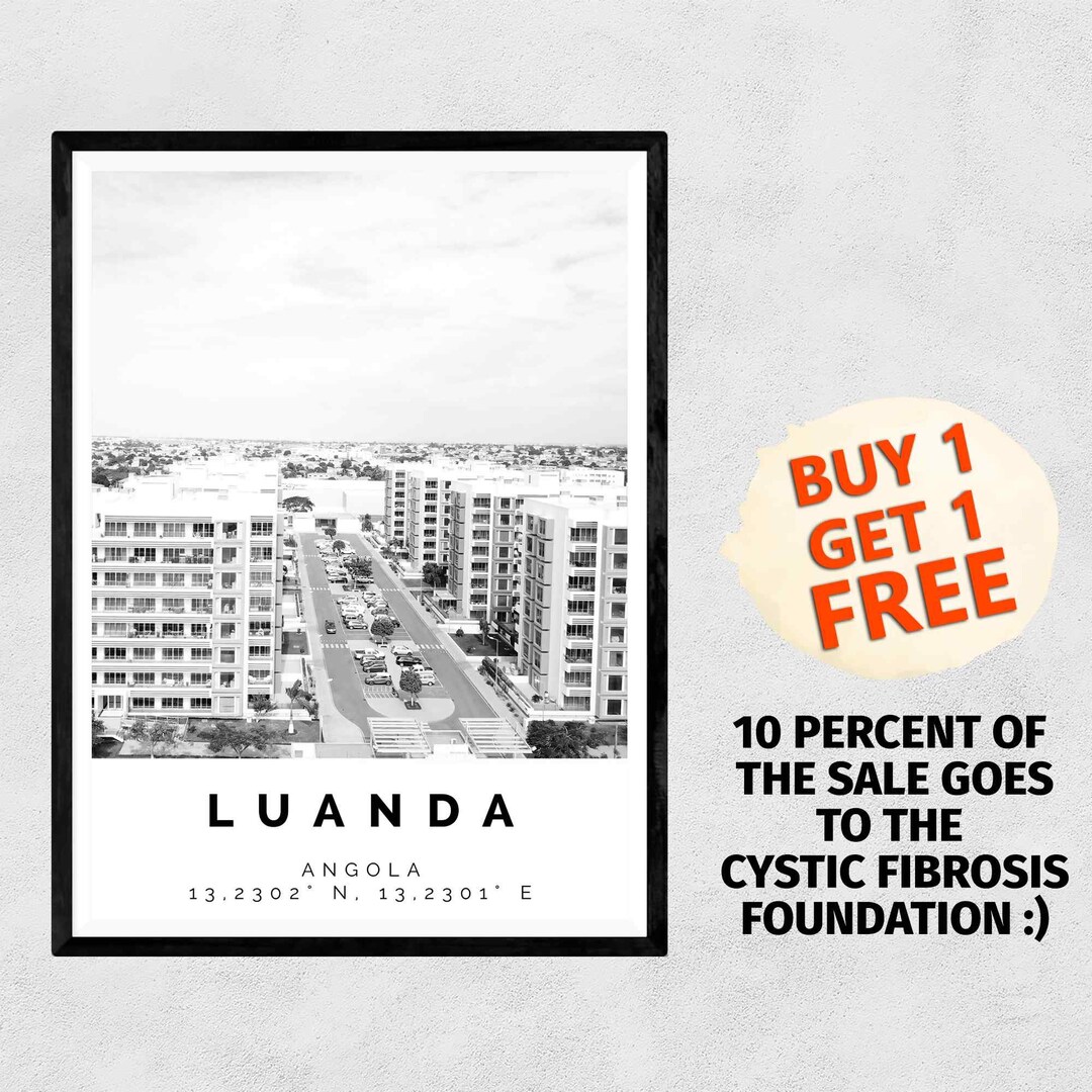 Luanda Poster Black and White Print Luanda Wall Art Luanda - Etsy
