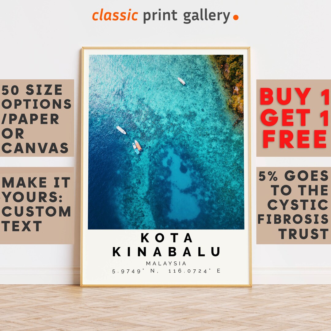 Kota Kinabalu Poster Colorful Print Kota Kinabalu Wall Art Kota