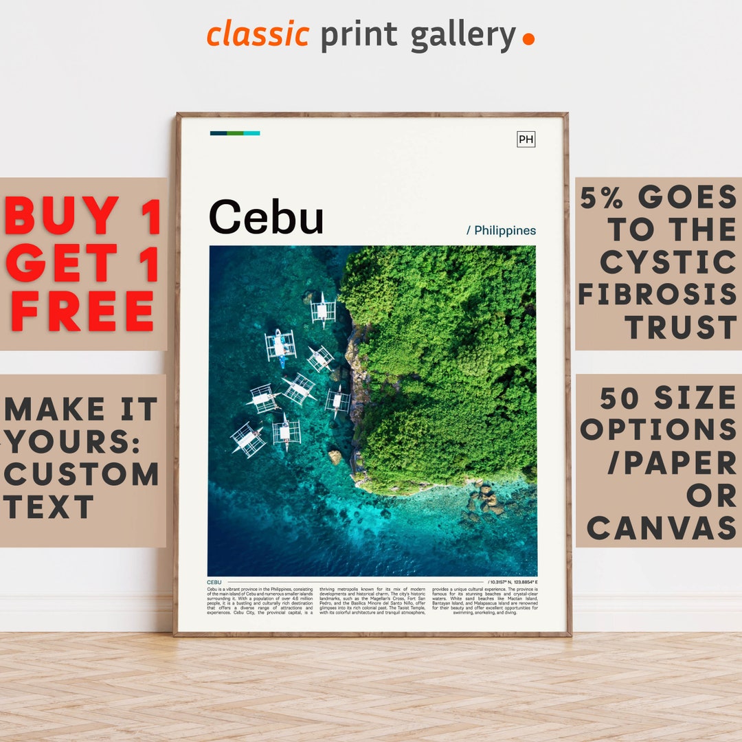 Cebu Print, Cebu Wall Art, Cebu Color Poster With Text, Personalized ...