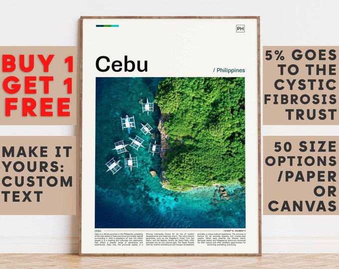 Cebu Print, Cebu Wall Art, Cebu Color Poster With Text, Personalized ...