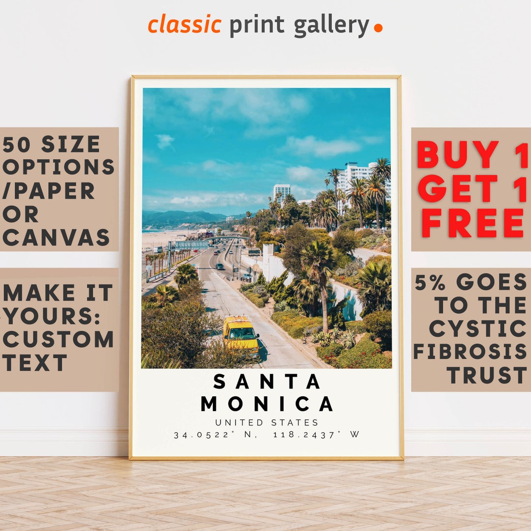 Santa Monica Poster Colorful Print, Santa Monica Wall Art, Santa Monica ...